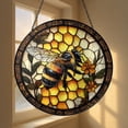 Bee Lover Honeycomb Design Stained Glass Style Window Hanging ...