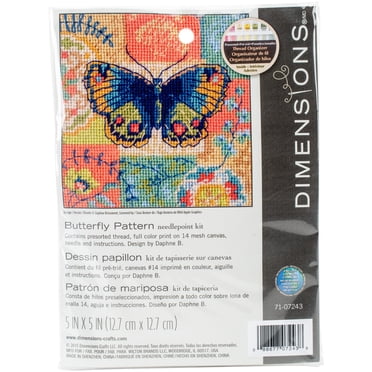 Dimensions Butterfly Impression Mini Needlepoint Kit, 5" x 5" - Walmart.com