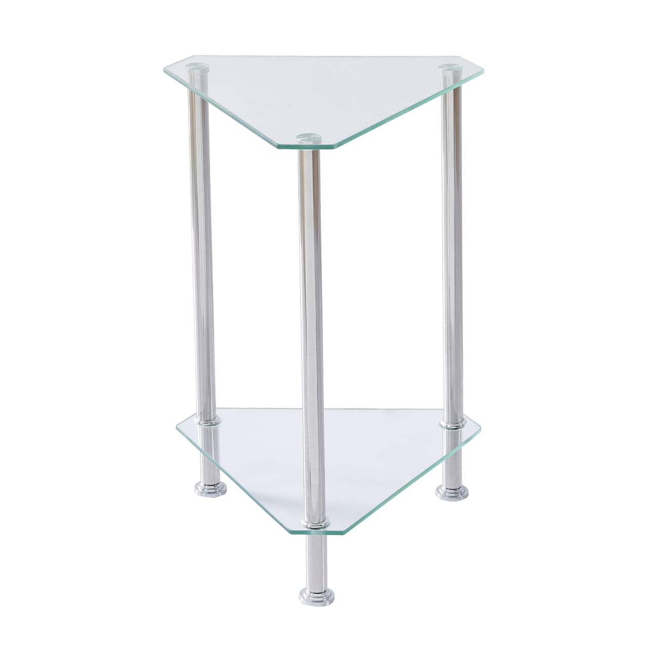 Glass End Table Side Table 2-Tier Triangle Nightstand Storage Shelves ...