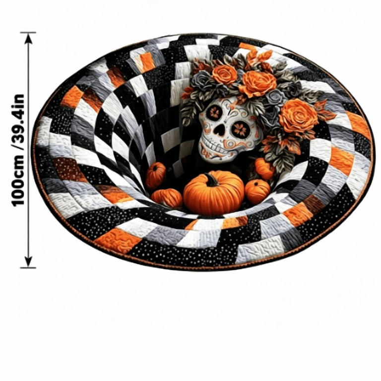 3D Halloween Rug Optical Illusion Round Festive Floor Mat Entryway ...