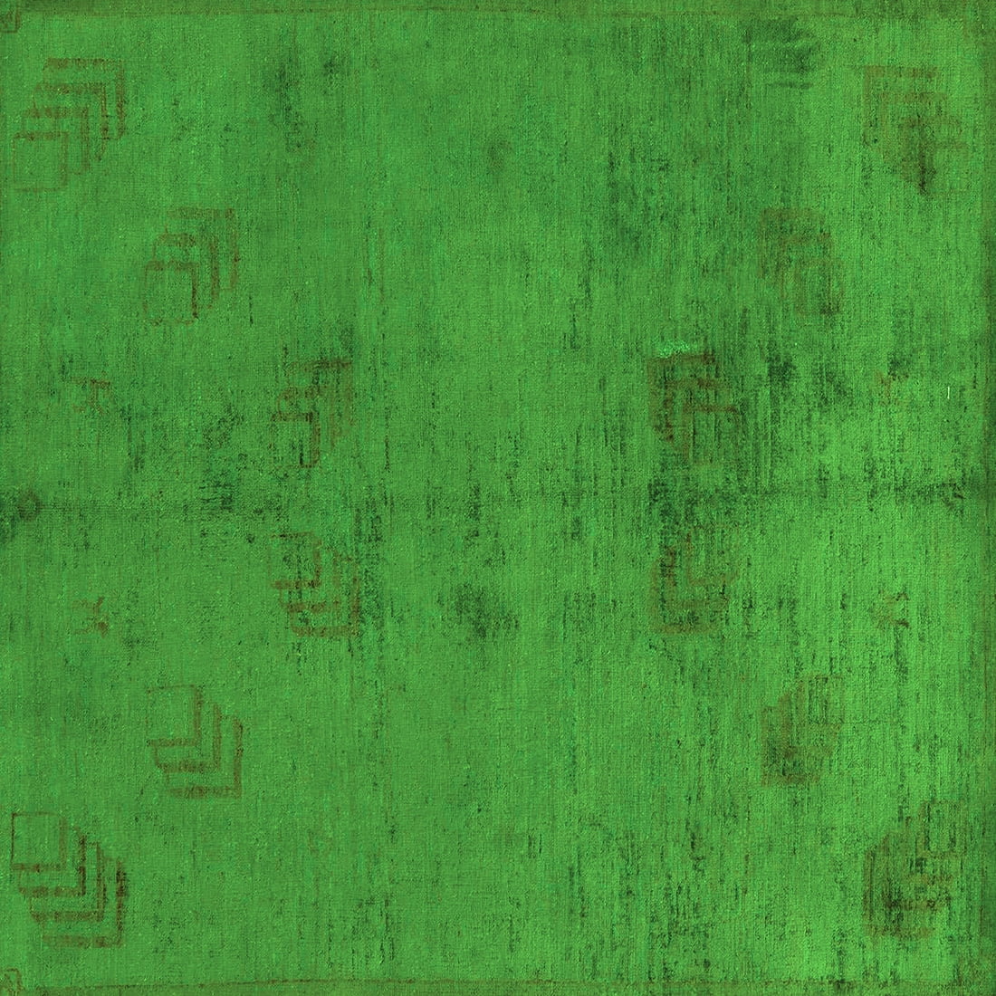Ahgly Company Indoor Square Abstract Green Modern Area Rugs, 6' Square ...