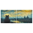 27"x24" Tier Curtains 2 Panels Black Cat under The Moon Semi Sheer ...