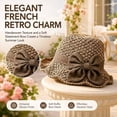 Woven Straw Hat with Bow, 2026 Elegant Wide Brim Packable Breathable ...