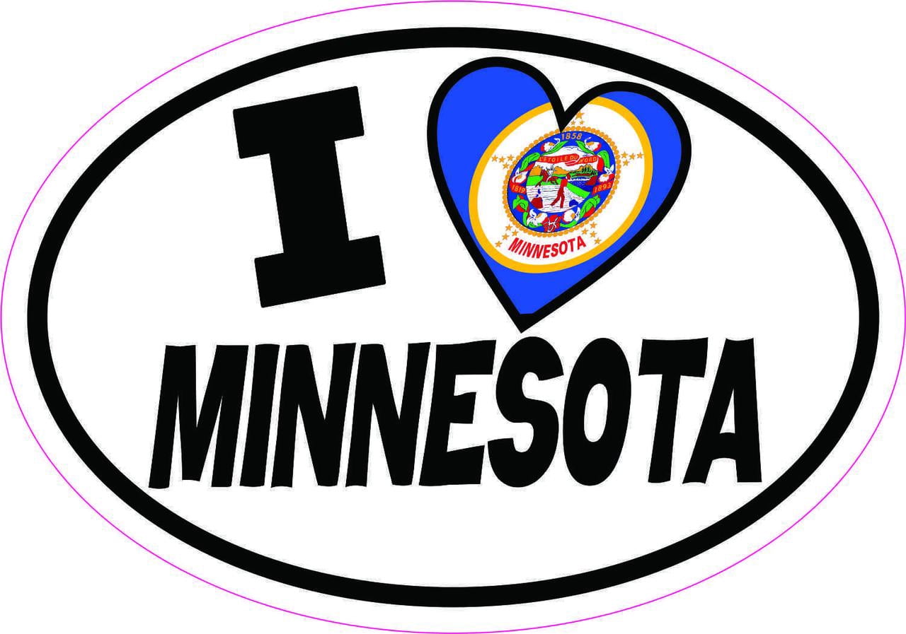 5in x 3.5in Oval I Love Minnesota Sticker - Walmart.com