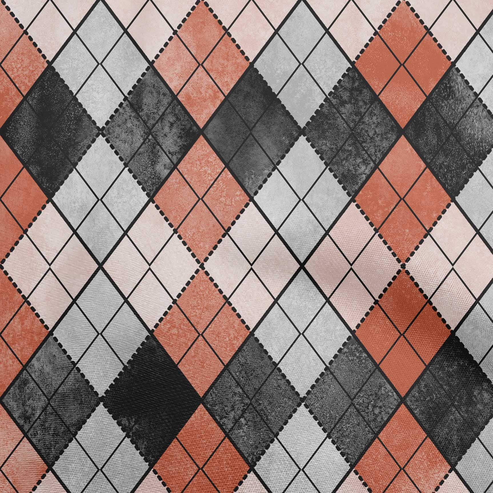 oneOone Viscose Chiffon Rust Brown Fabric Argyle Sewing Material Print ...
