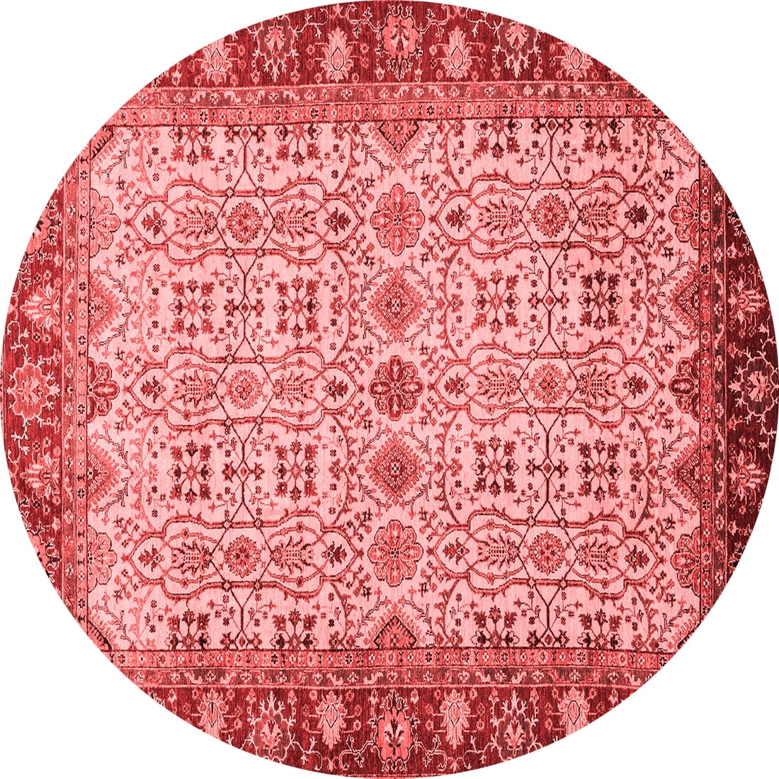 Ahgly Company Indoor Round Oriental Red Traditional Area Rugs, 8' Round ...