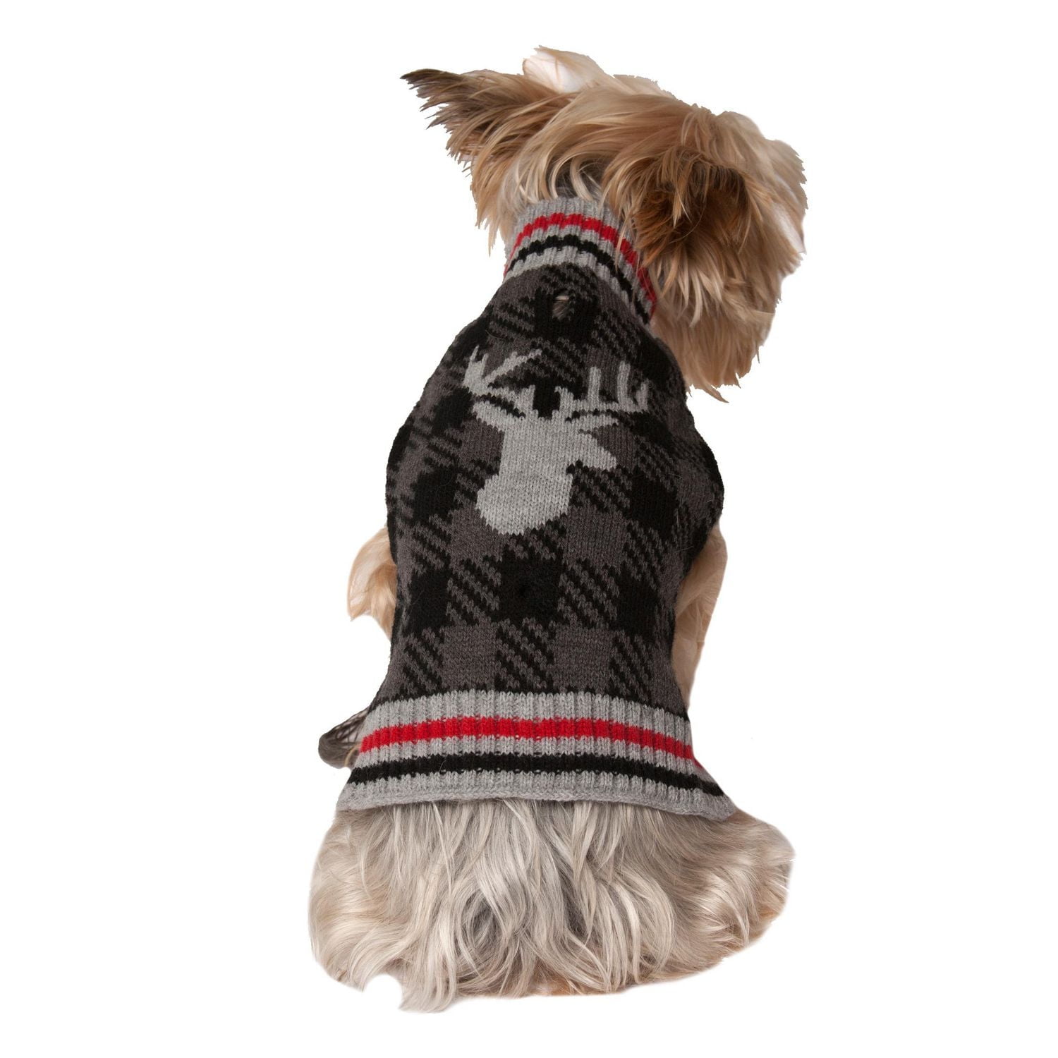 Click here for Vibrant Life Holiday Time Grey Check Moose Dog Swe... prices