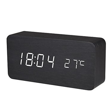 Baldr Digital Wooden Alarm Clock, Black - Walmart.com