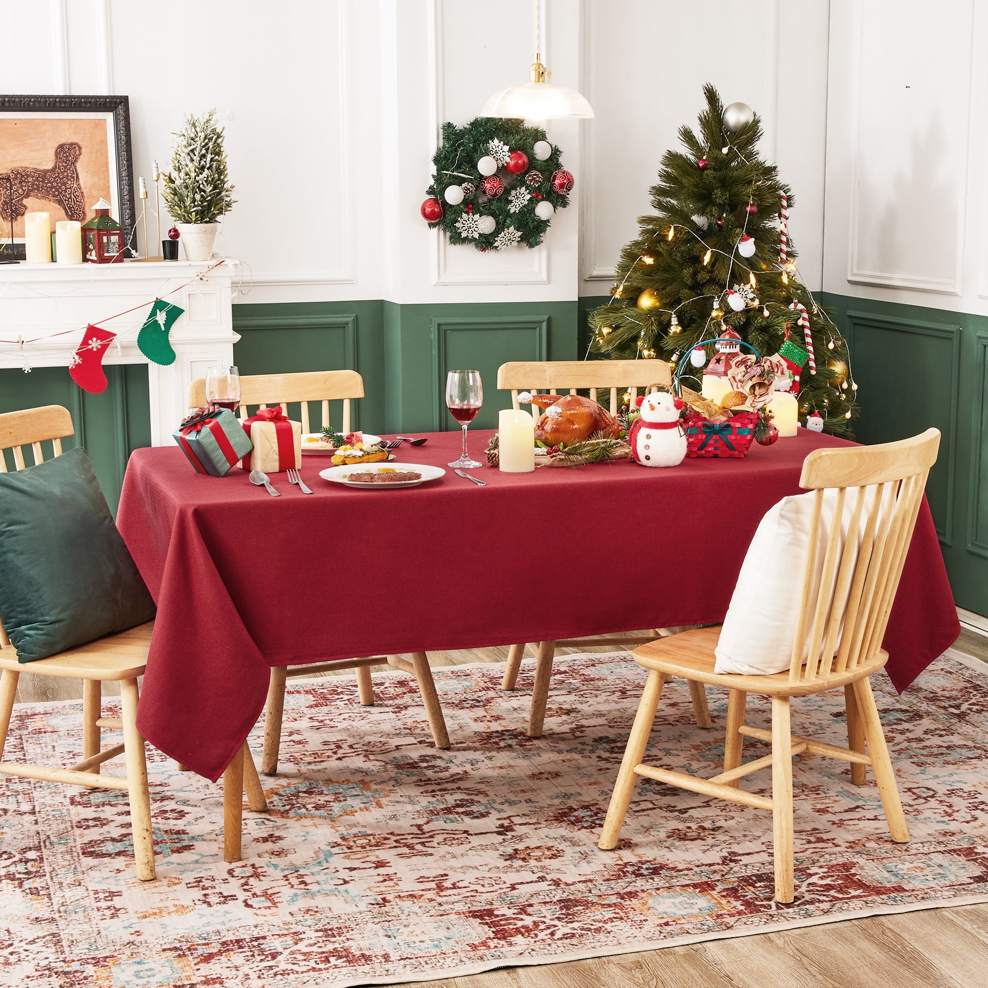 Deconovo Dark Red Tablecloth 54x102 inch, Rectangle Waterproof ...