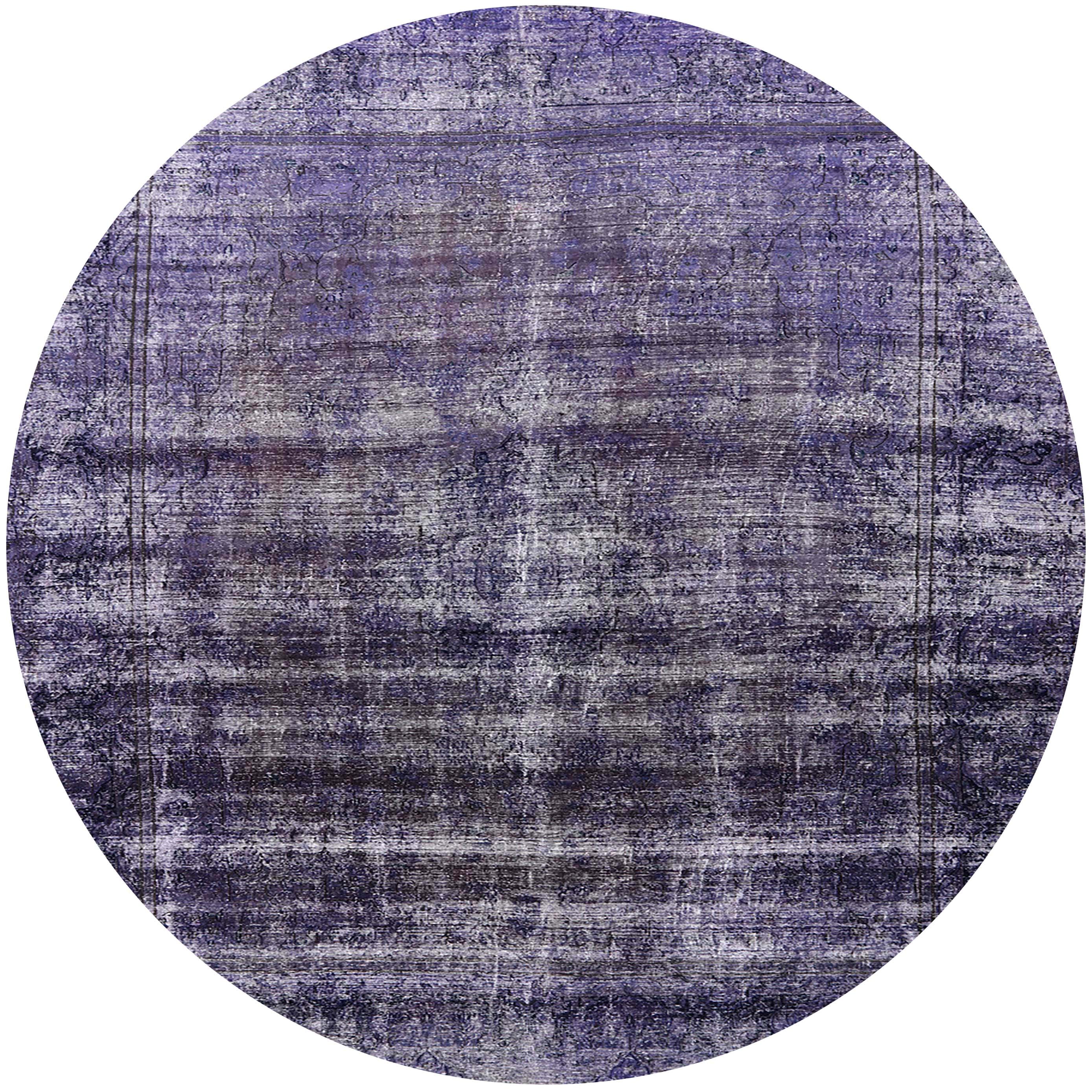 Ahgly Company Indoor Round Mid-Century Modern Purple Persian Area Rugs ...