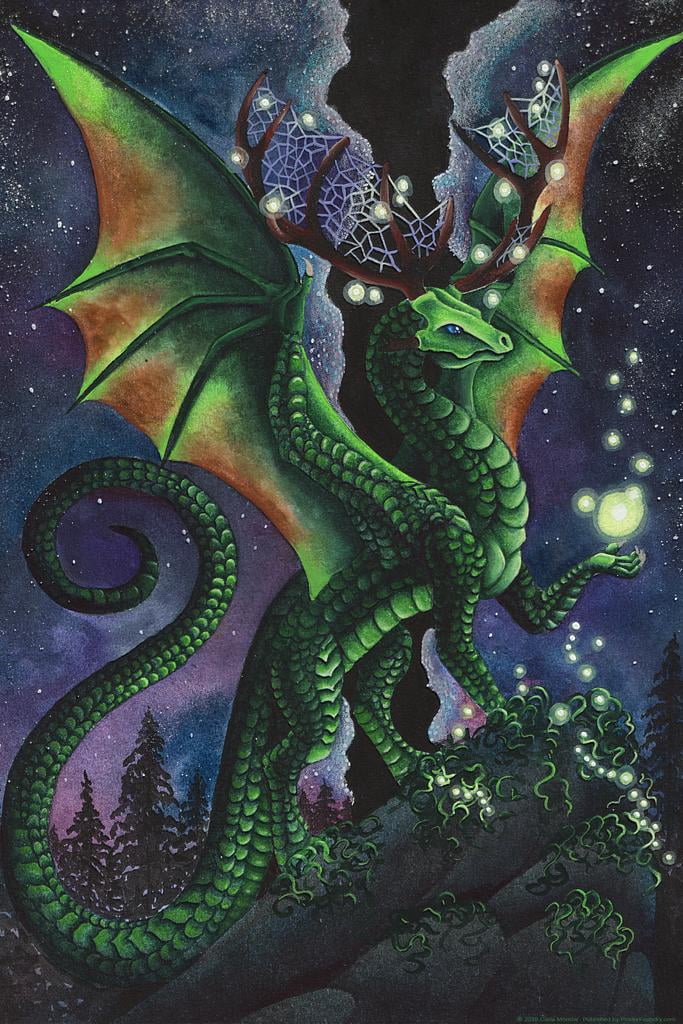 Dream Keeper Dream Catcher Dragon by Carla Morrow Fantasy Poster Green ...
