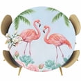 Coastal Flamingo Pink Rose Round Fitted Tablecloth with Elastic Edge ...