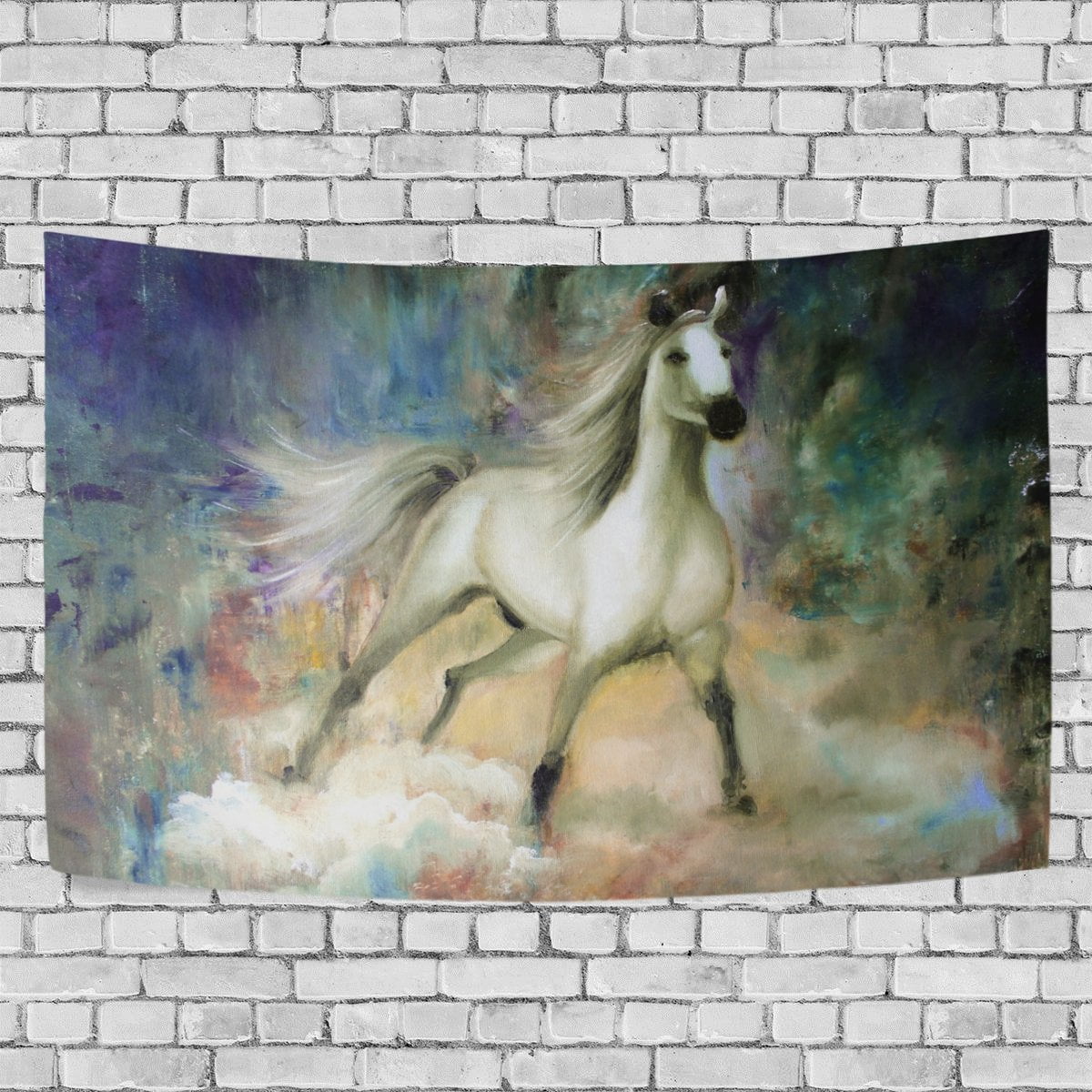 MYPOP White Horse Tapestry Wall Hanging Decoration Home Decor Living ...