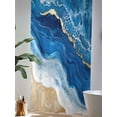 Abstract Waves Sheer Curtains 84 Inch Long 1 Panel White Gold Blue ...