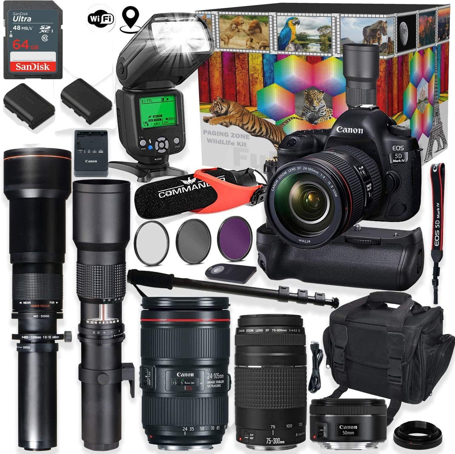 Canon EOS 5D Mark IV DSLR Camera 5 Lens Professional Bundle with Canon ...