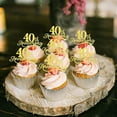 Rsstarxi 24 Pack 40th Anniversary Cupcake Toppers Glitter Cheers To 40