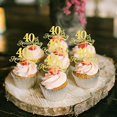 Rsstarxi 24 Pack 40th Anniversary Cupcake Toppers Glitter Cheers To 40