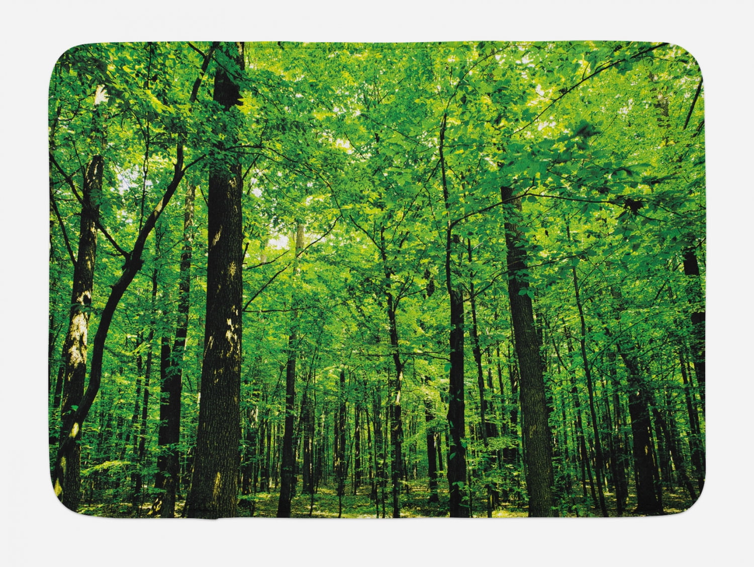 Nature Bath Mat, Woodland Tree Forest Jungle in Sunny Day Mother Earth ...