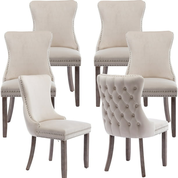 Beige Dining Chairs Set of 6, Kitchen & Dining Room Chairs Set of 6 ...