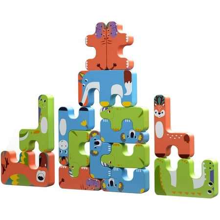 15 Pcs Animals Stacking Toys Balance Blocks Stacking Game for Kids ...