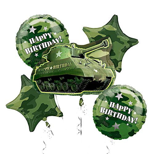 Army Tank Camouflage Party Supplies Birthday Balloon Bouquet ...