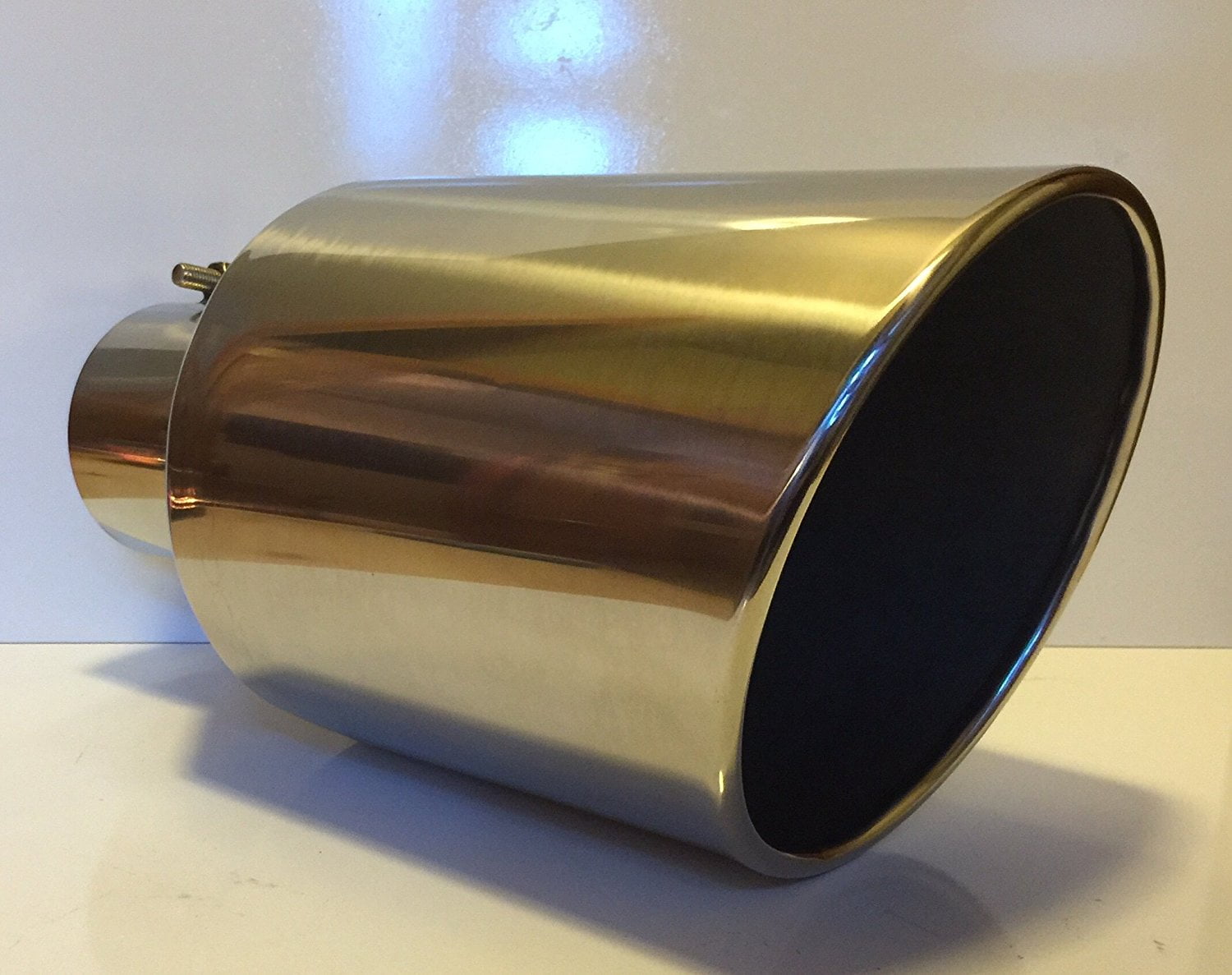 4" Inlet x 8" Oulet x 15" Long Rolled Edge Polished Stainless Diesel ...