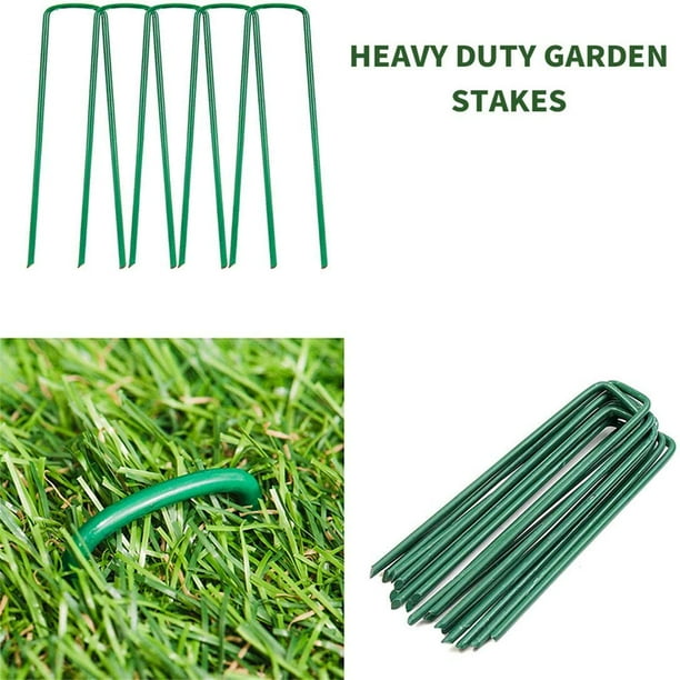 Garden Staples U Shaped Steel Pins Ground Stakes Pegs Spikes for Lawn ...