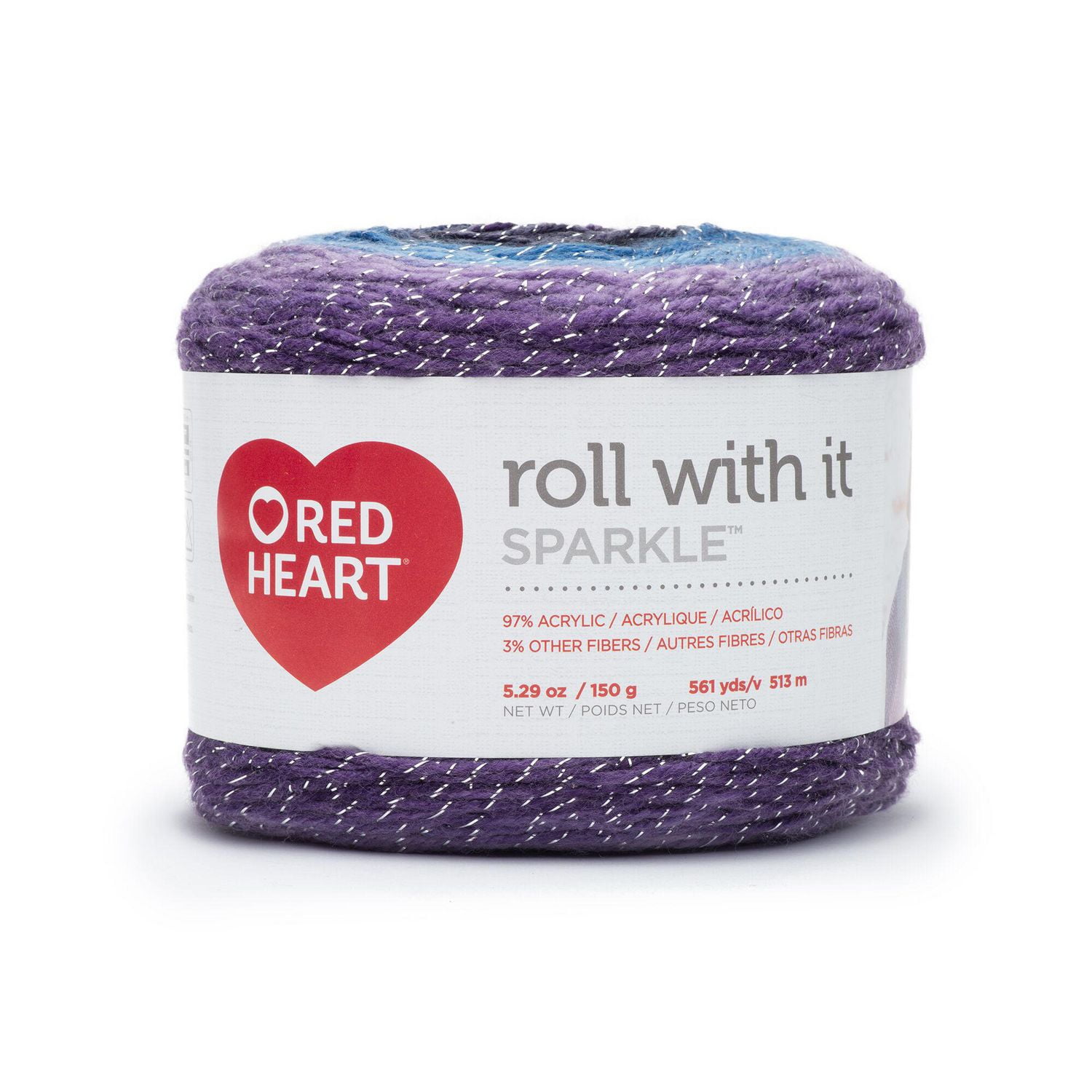 Fil Red Heart® Roll With It Sparkle™, acrylique #4 moyen, 5,3 oz/150 g ...