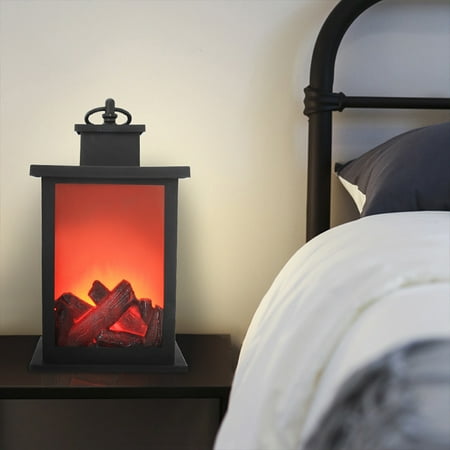 Decorative Realistic Fireplace Lantern and Battery Operated Tabletop ...