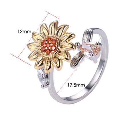 Flower Pattern Antistress Spinning Ring for Women Ring Flower Pattern ...