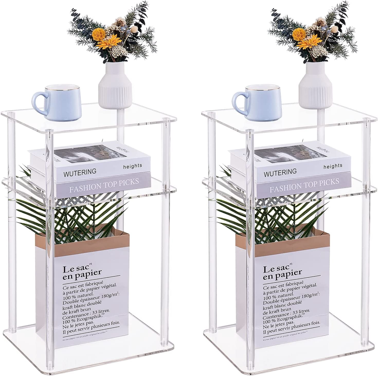 ZXNYH Small Acrylic Side Tables for Small Spaces, 14" L x 11.5" W x 23. ...