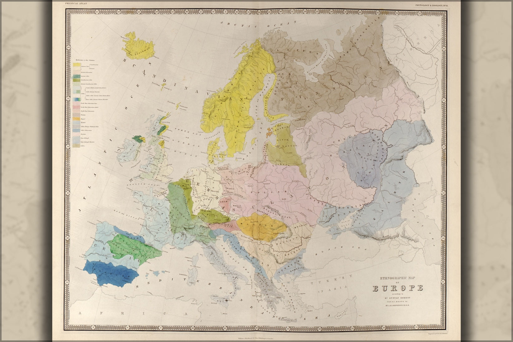 24"x36" Gallery Poster, Ethnographic Map of Europe 1848 - Walmart.com