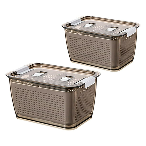 2Pcs Multifunctional Drain Baskets Refrigerator Storage Basket Box ...