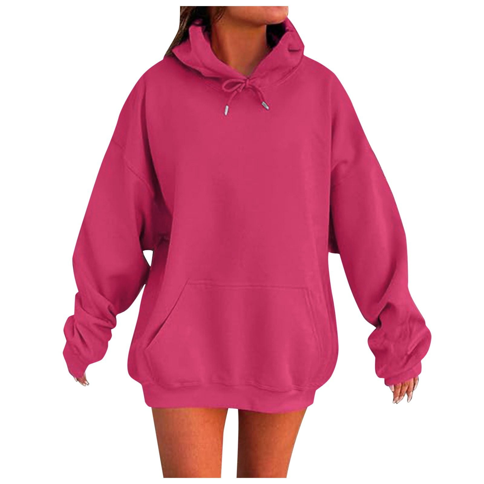 Click here for Tyuiop Womens Solid Color Drop Shoulder Hoodie Wit... prices