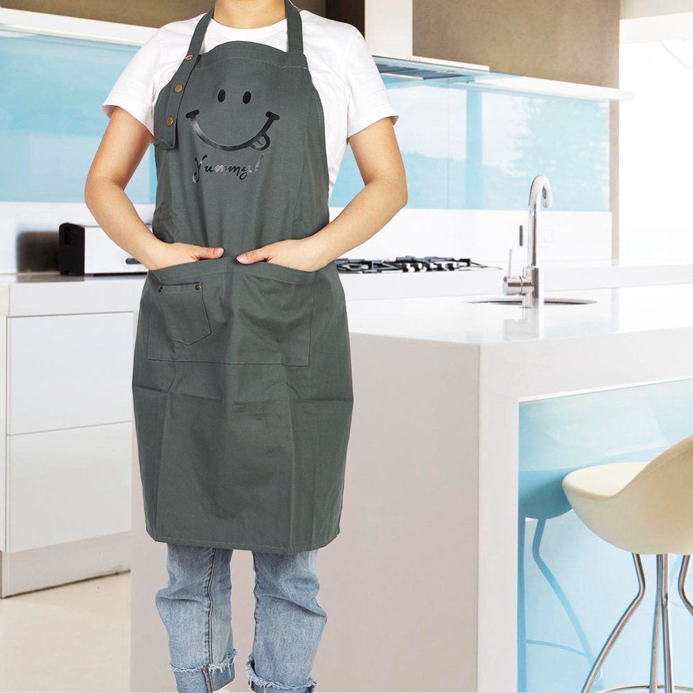 Tebru Adjustable Neck Strap Apron Kitchen Apron Cotton Apron Cooking ...