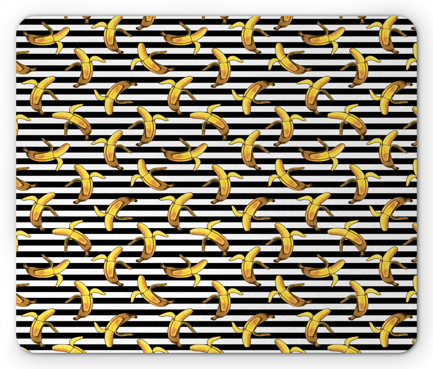 Indie Mouse Pad, Pattern with Horizontal Stripes and Banana Tropical ...