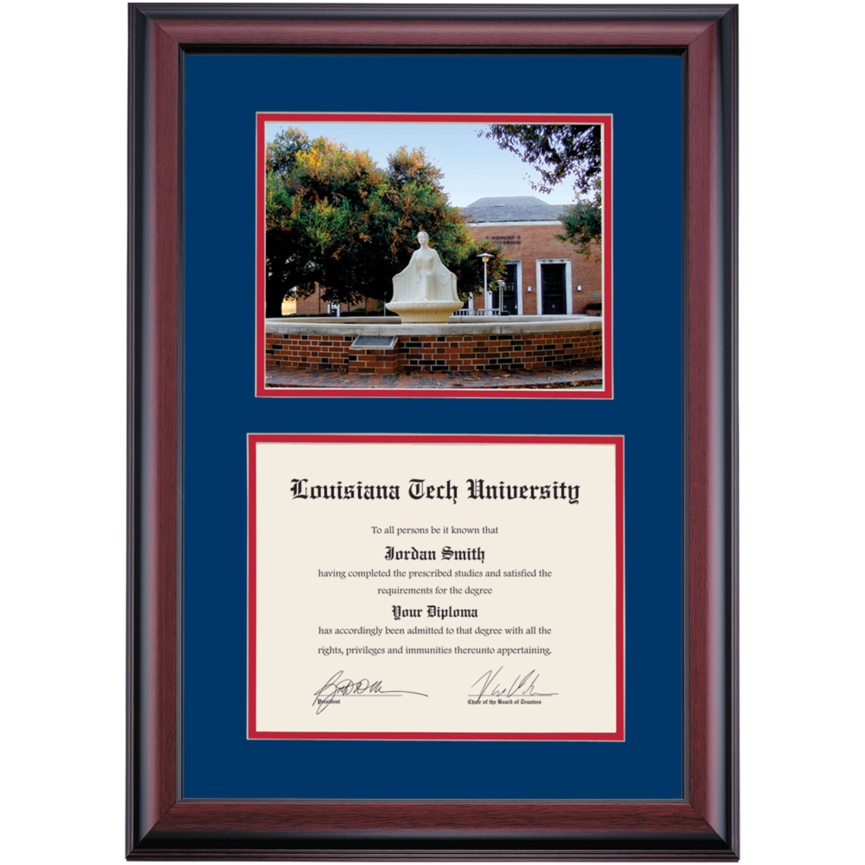 OCM Diploma Frame for Louisiana Tech, Navy/Cherry Mat with Lady of the ...