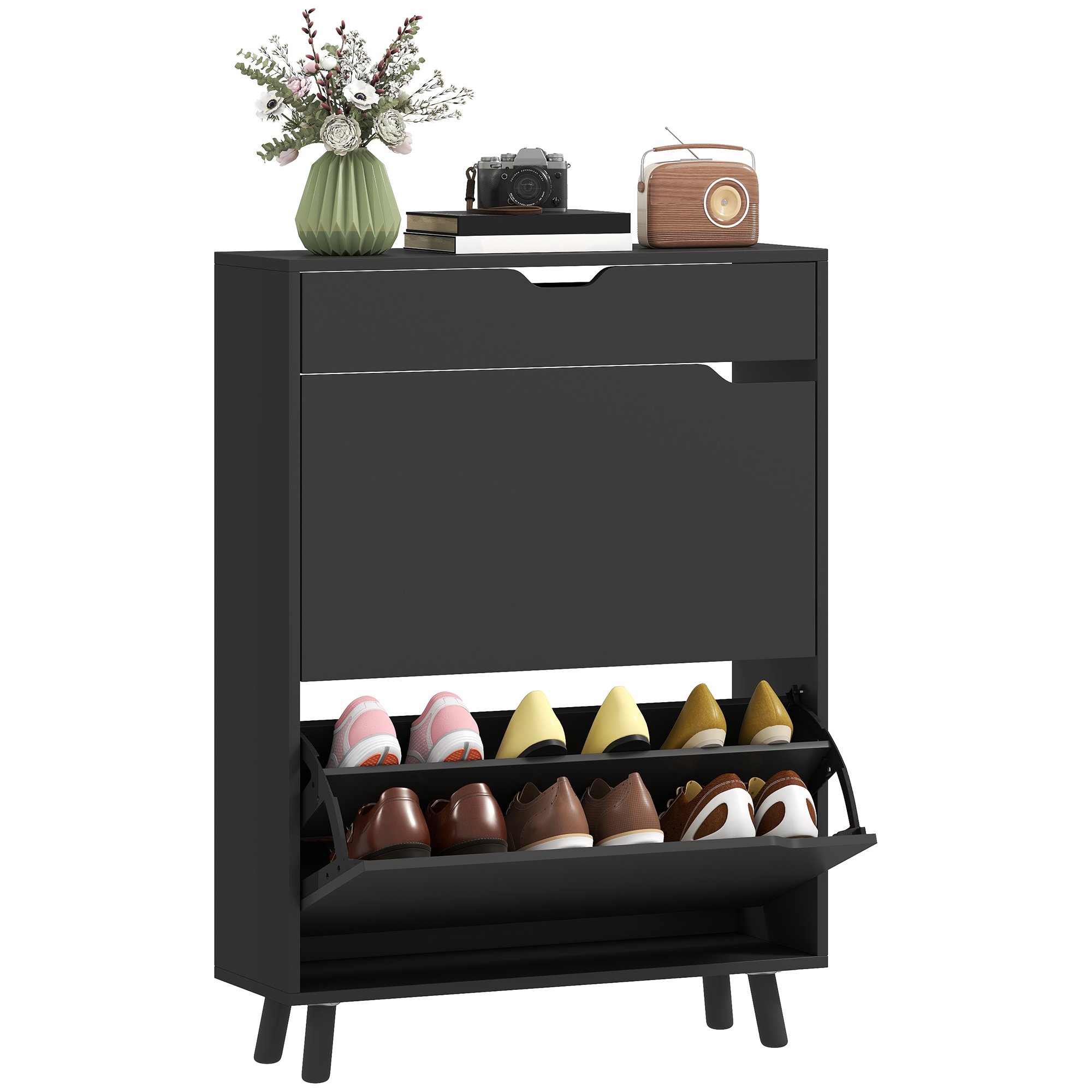 Click here for Homcom Narrow Shoe Cabinet Shoe Storage Cabinet Wi... prices