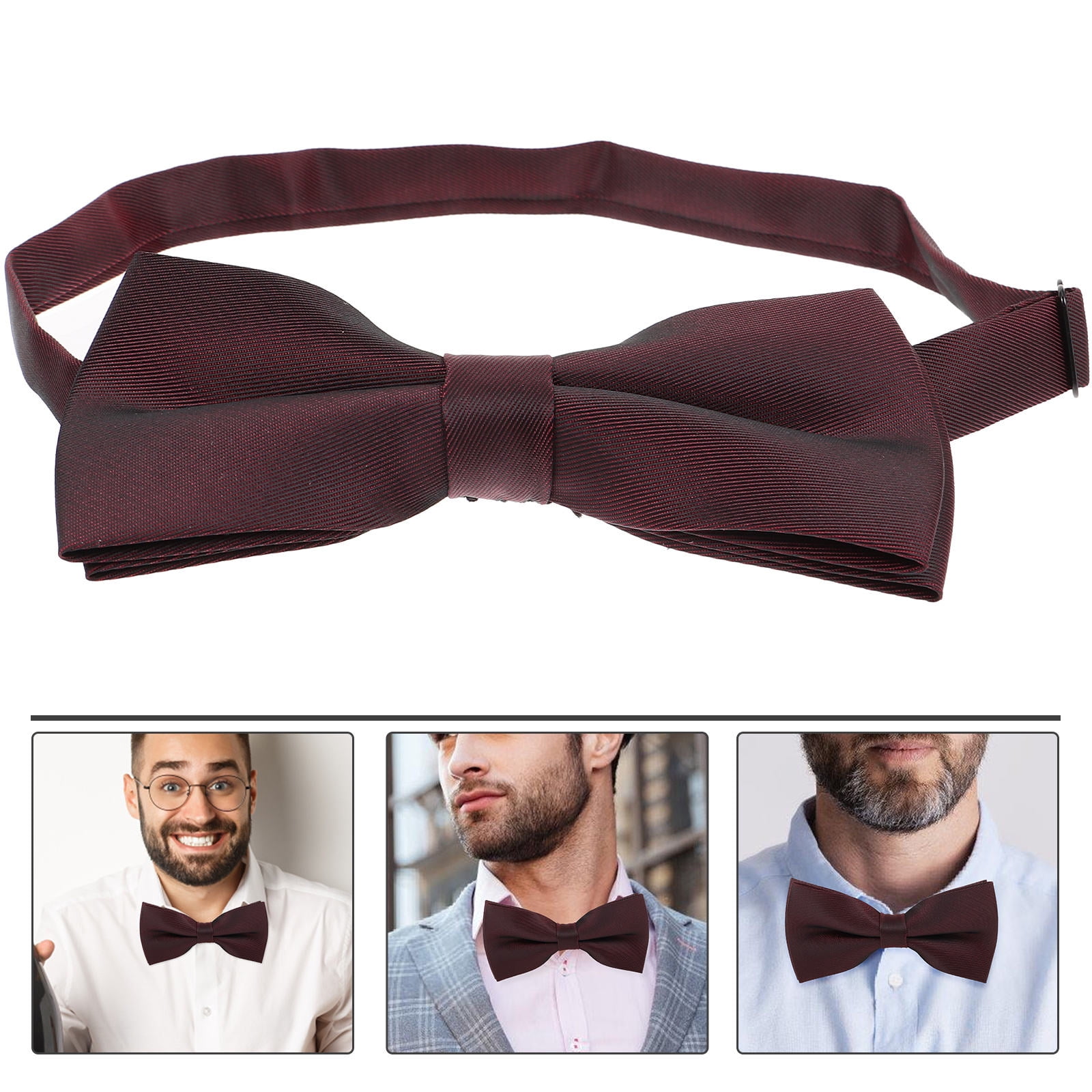 Click here for Upgrator 1pack Men Bow Tie Set Dark Red Polyester... prices