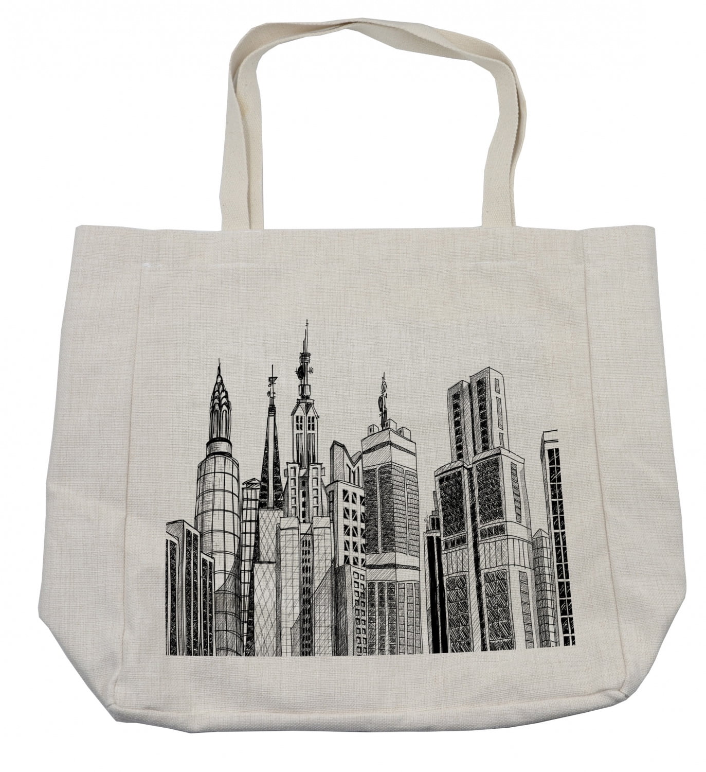 Cityscape Shopping Bag, Urban Arhitecture Sketch Skyscraper Metropolis ...