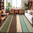 Area Rug 3x5ft Green Brown Beige Stripes Washable Area Rugs for Living ...