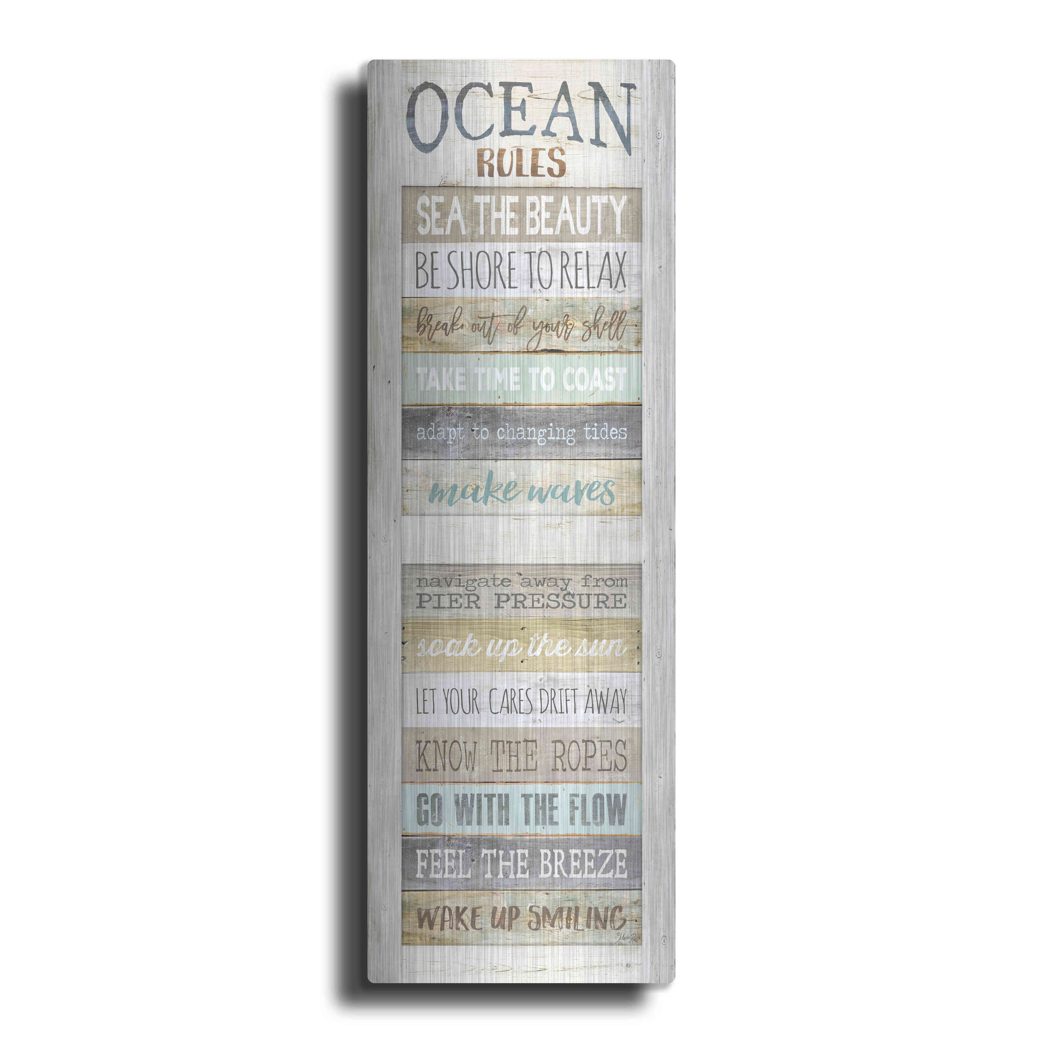 Luxe Metal Art 'Ocean Rules' by Marla Rae, Metal Wall Art, 16"x48 ...