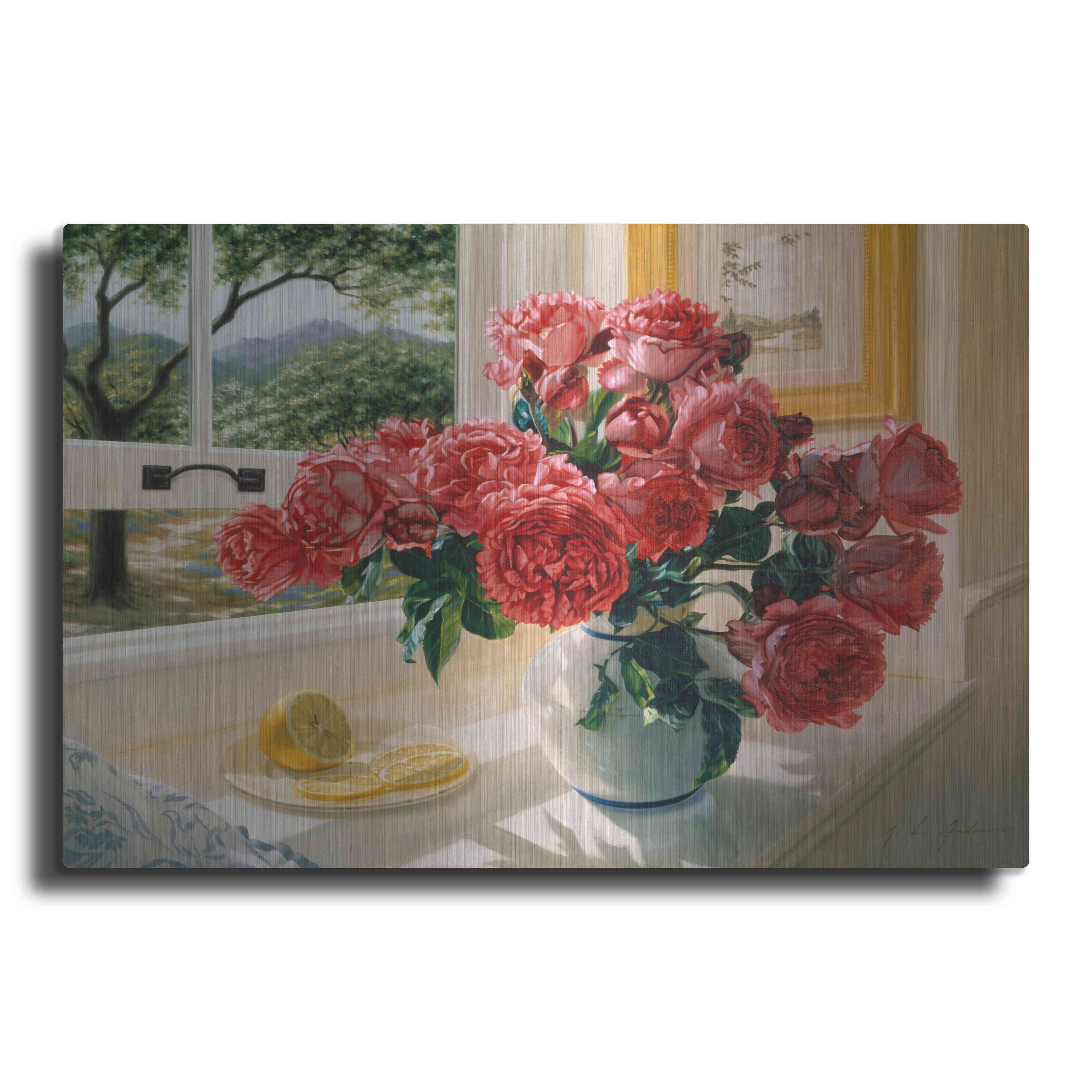 Luxe Metal Art 'Hot Pink Roses' by Robin Anderson, Metal Wall Art, 16 ...