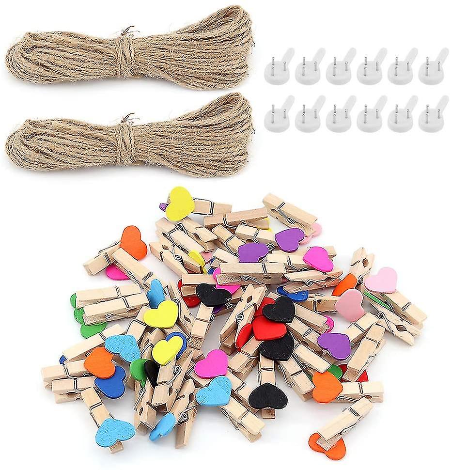 100 piezas Mini clips de madera para fotos, pinzas para la ropa ...