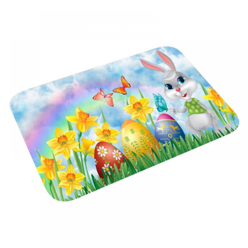 Kitchen Rugs Cute Bunny Festival Carpet Easter Eggs Bath Rug Easter ...
