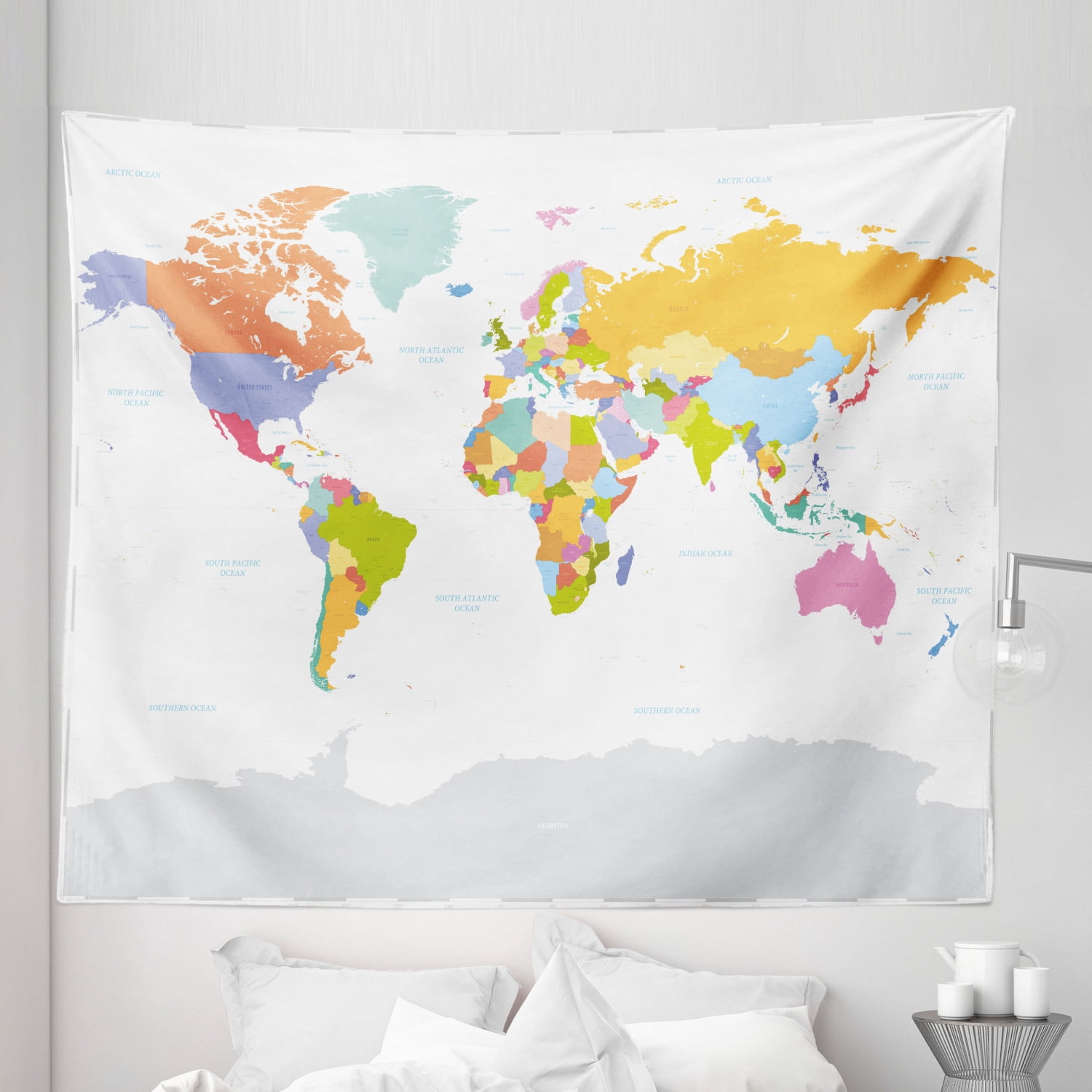 Map Tapestry, Highly Detailed Political Map of the World Global ...