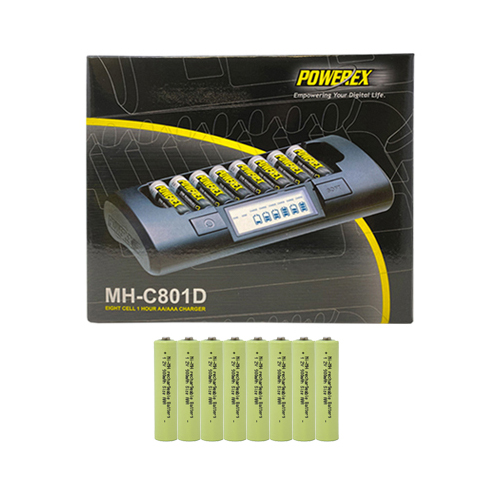 Powerex MH-C801D Eight Slot Smart Charger & 8 AAA (900 mAh) NiMH ...