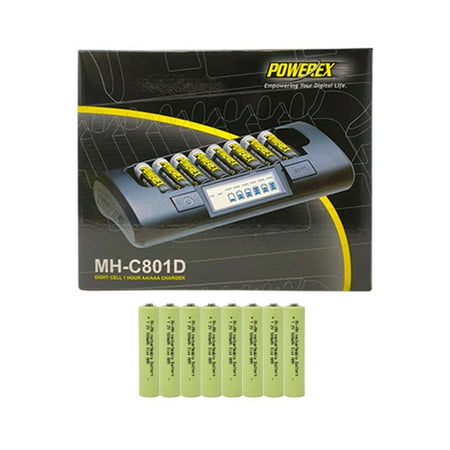 Powerex MH-C801D Eight Slot Smart Charger & 8 AAA (900 mAh) NiMH ...