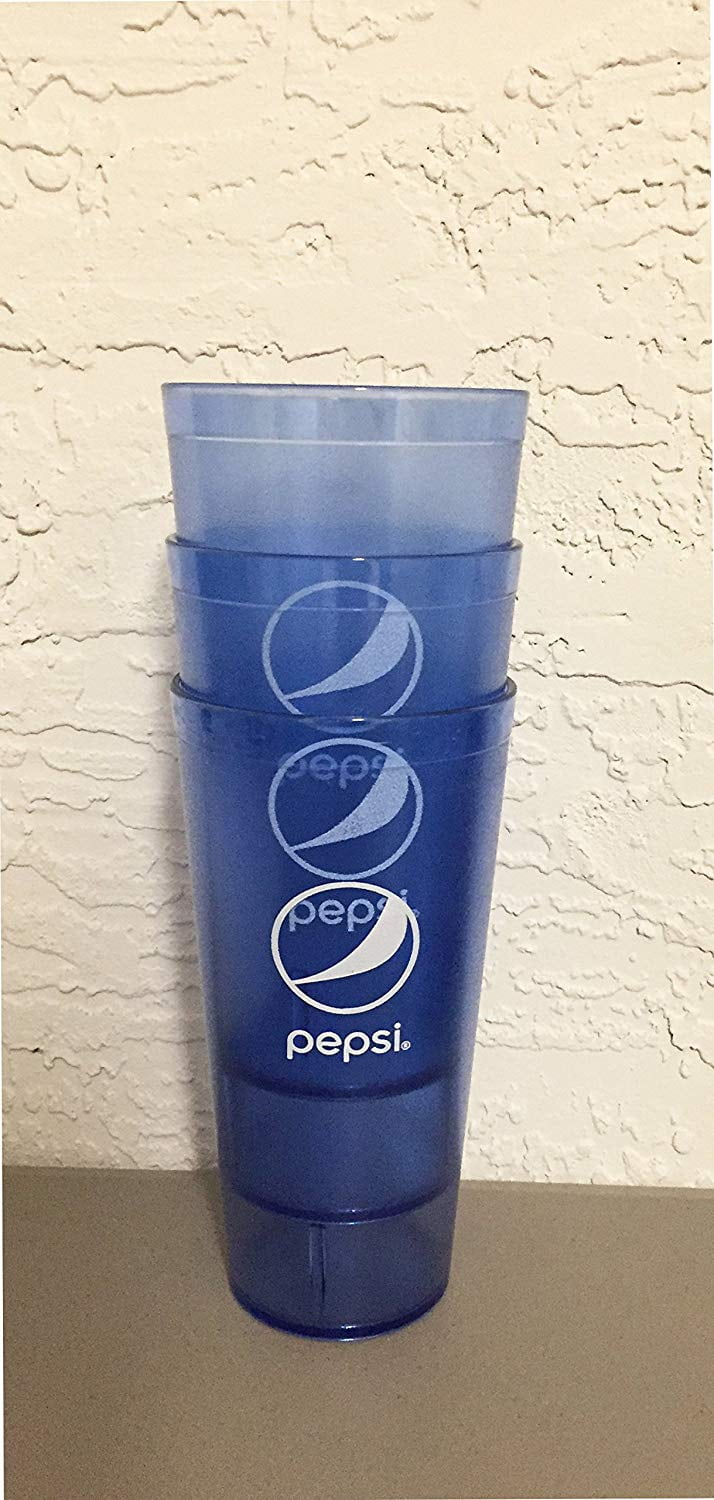 New (3) Pepsi Cola Restaurant Ice Blue Globe Plastic Tumblers Cups 24 ...