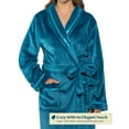 Pavilia Plush Robe For Women Turquoise Teal Blue Fluffy Soft Bathrobe